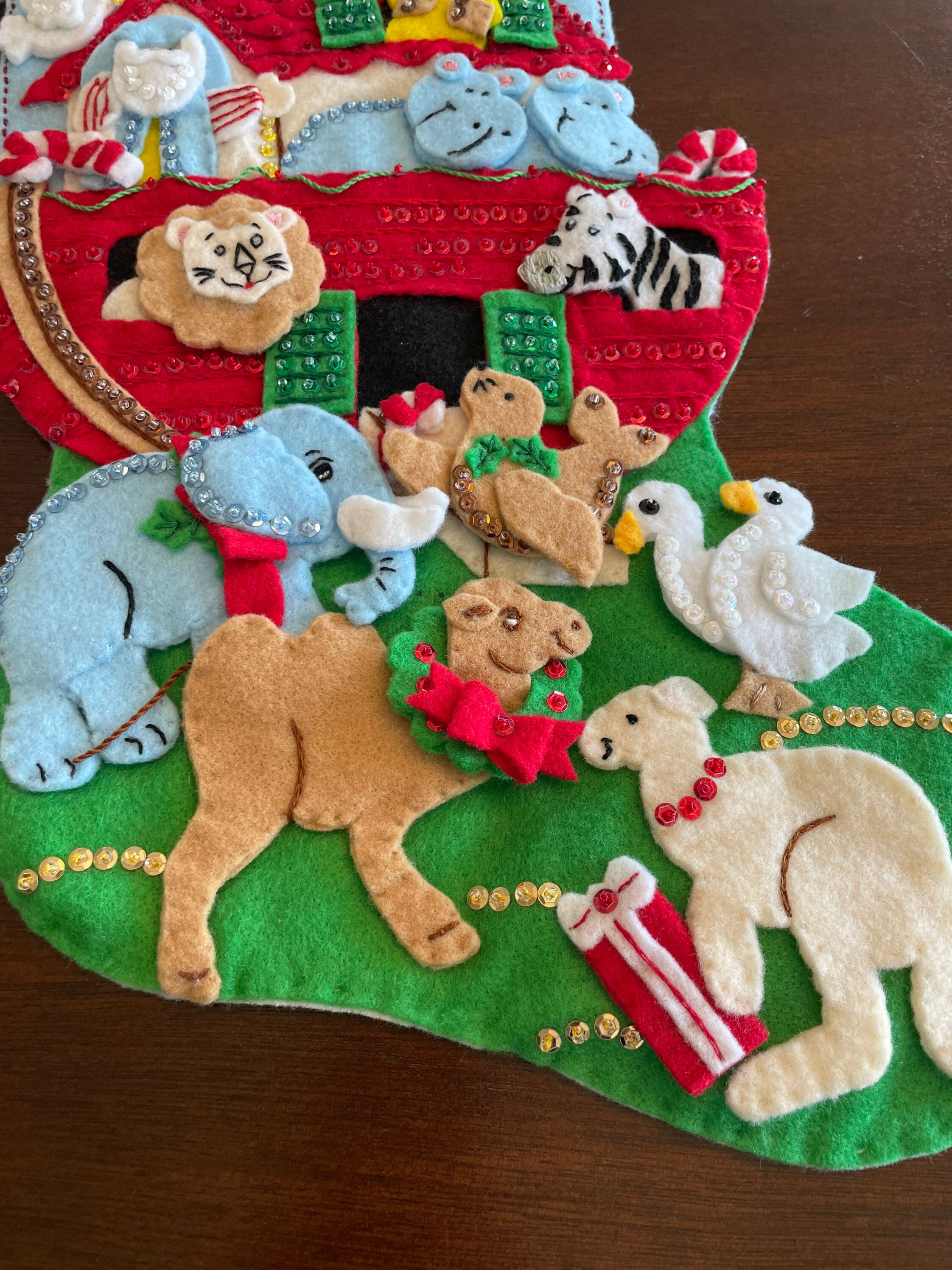 Finished Bucilla Stocking in Pattern “noahs Ark” - Etsy