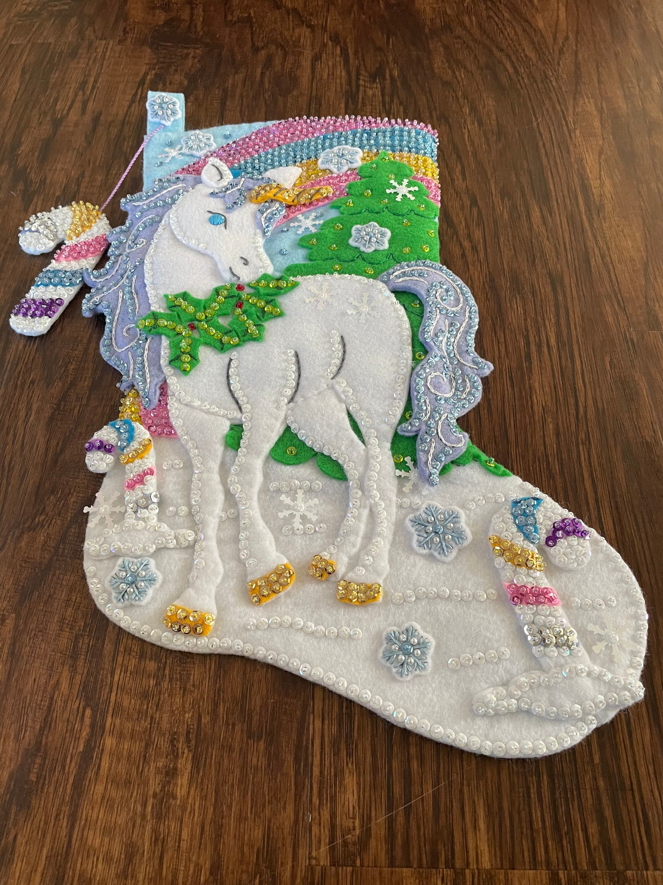 Finished Bucilla Stocking in Pattern santas Unicorn - Etsy