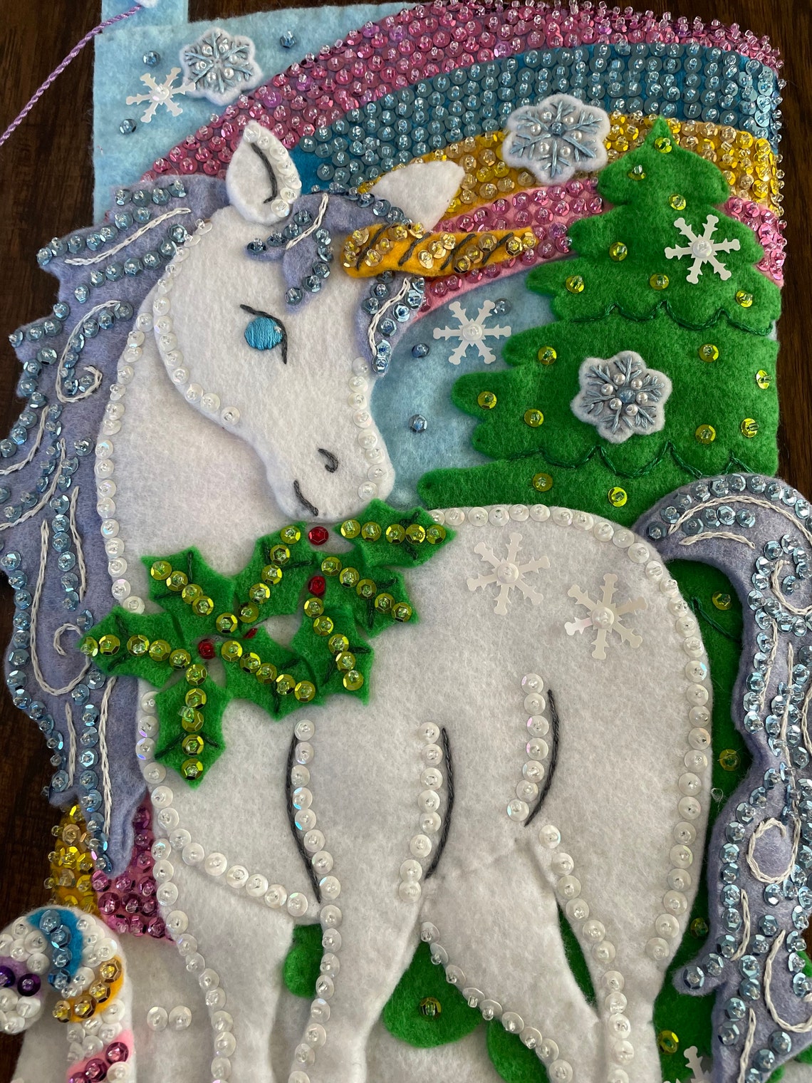Finished Bucilla Stocking in Pattern santas Unicorn | Etsy