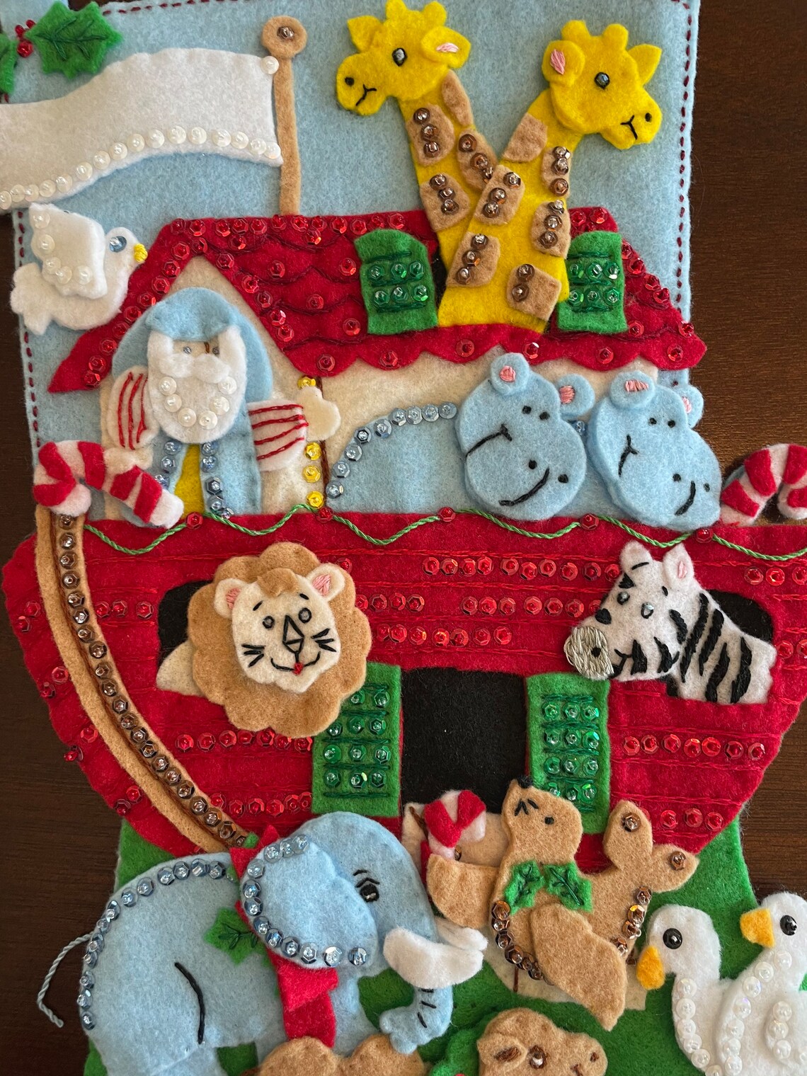 Finished Bucilla Stocking in Pattern “noahs Ark” - Etsy