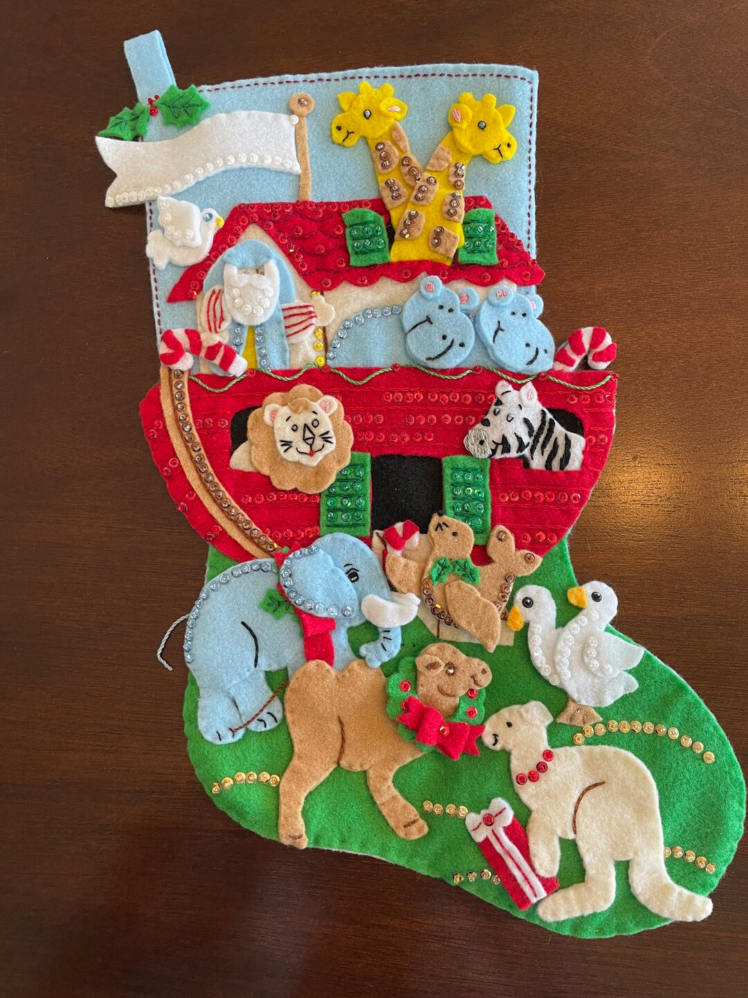 Finished Bucilla Stocking in Pattern “noahs Ark” - Etsy