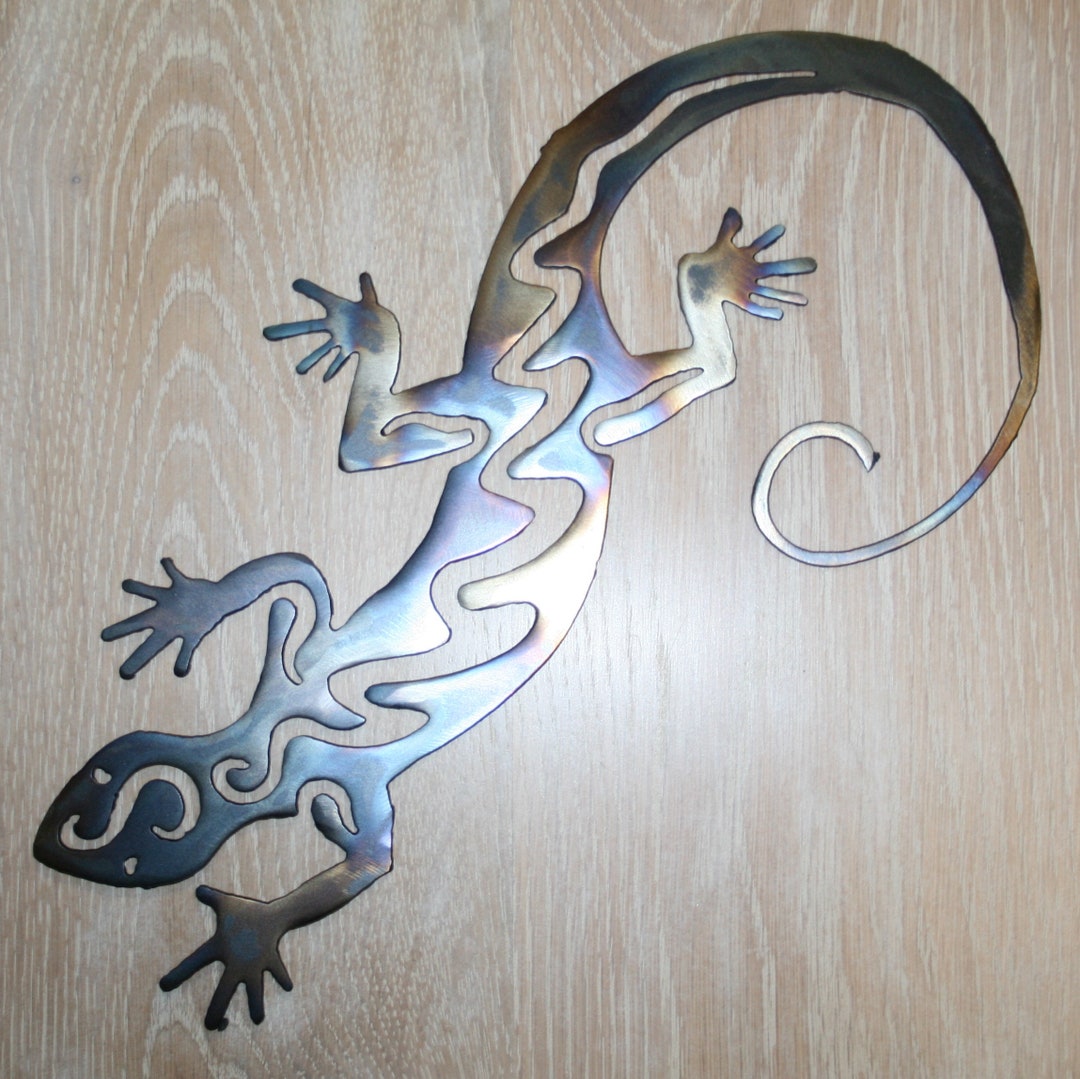 Large Gecko Metal Wall Art 18" Southwestern Lizard Colored Gecko Steel ...