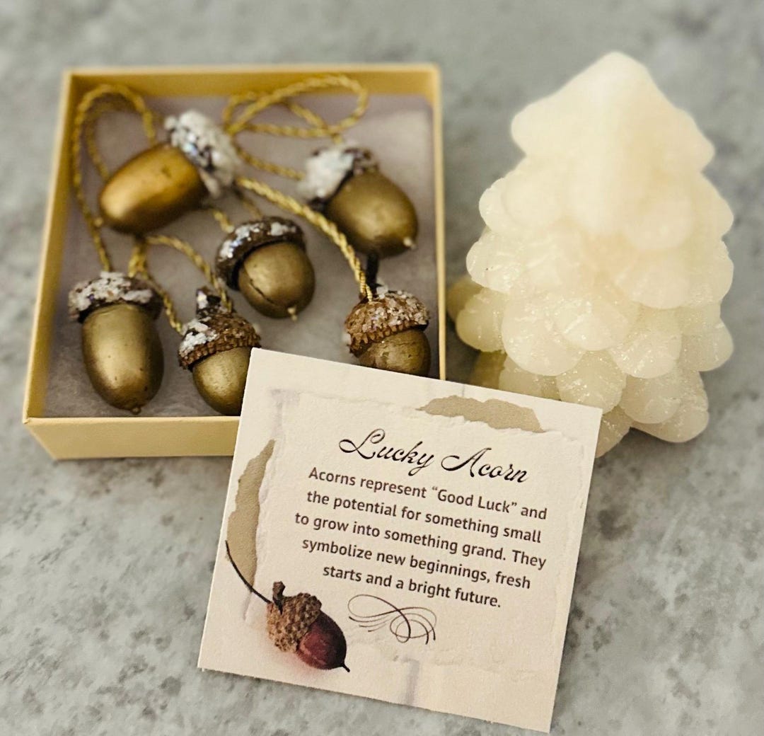 Acorns for Good Luck, Hand-painted Gold W/sugared Tops, Set/6 , - Etsy