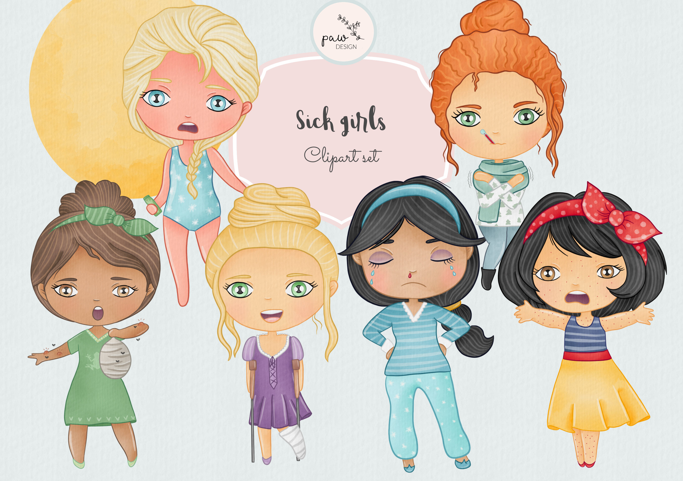 Sick Little Girl Clipart