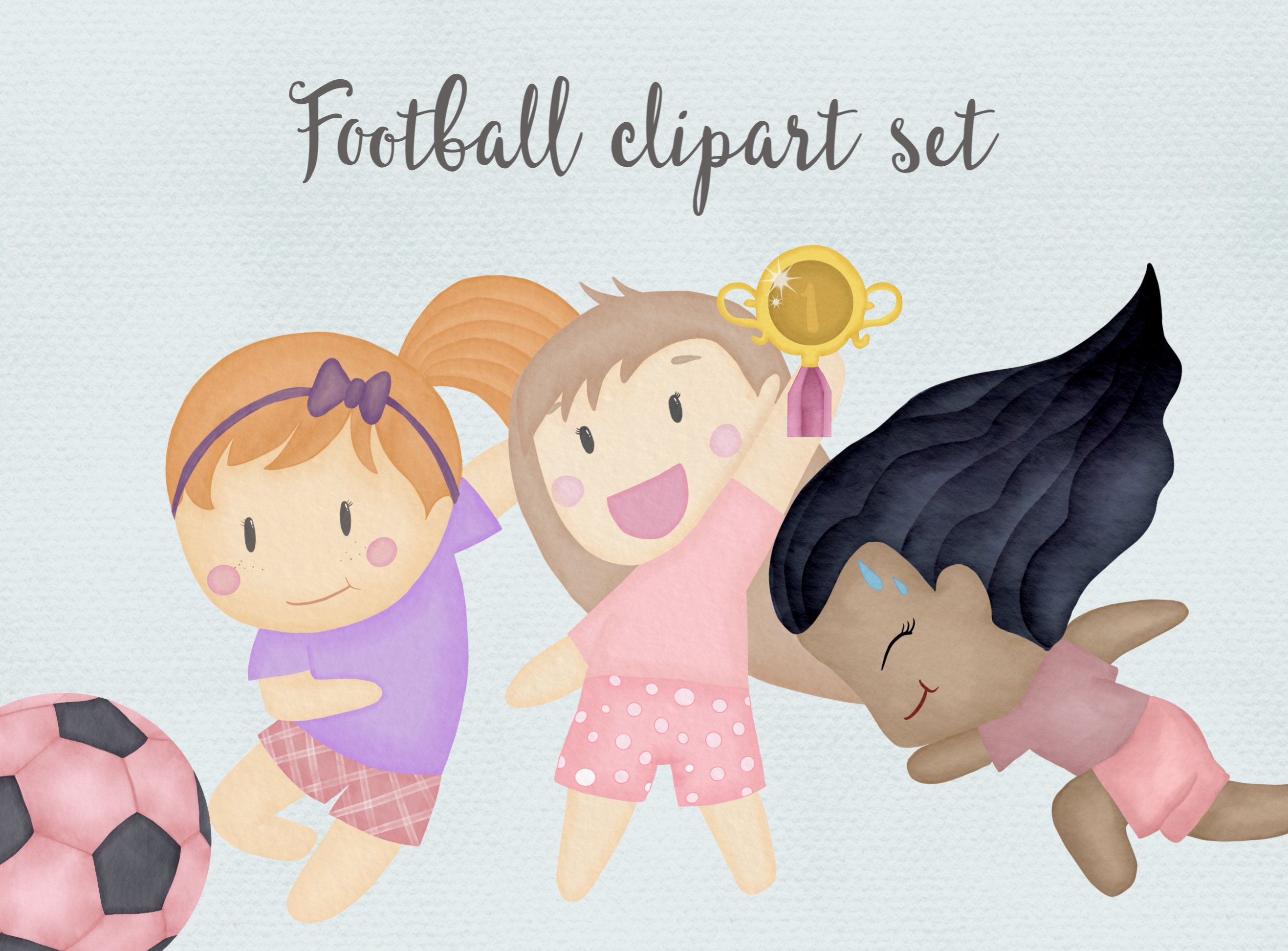 Playing Football With Friends Clipart Girls