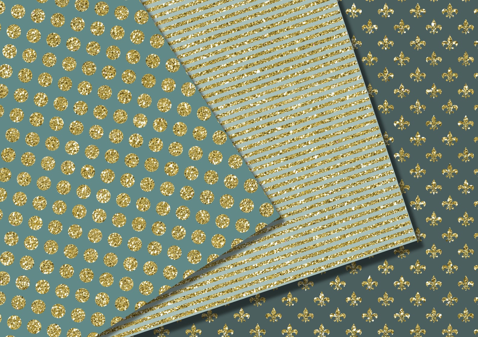 Golden Green Digital Paper Gold Papers Digital Background. / - Etsy