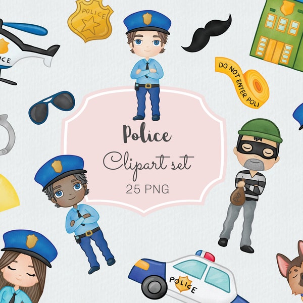 Watercolor Police Png - Etsy