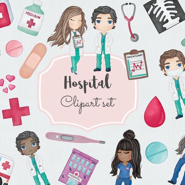 Hospital Hand Drawn Clip Art - Etsy