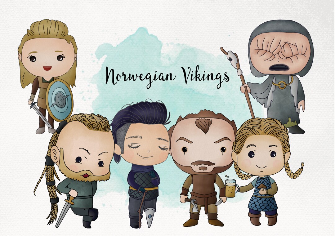 Watercolor Norwegian Vikings Clipart. Viking Clipart. Ragnar - Etsy