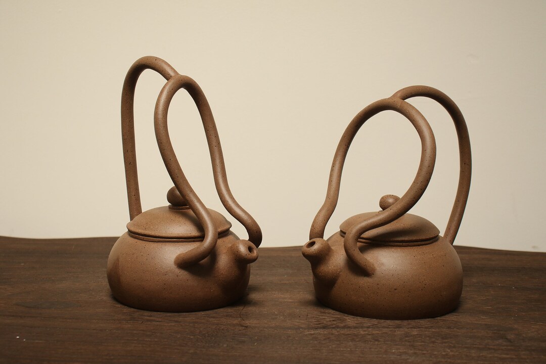 ZIYO Studio Sculptural Clay Teapot — Calligraphic Handle Form (one-of-a ...