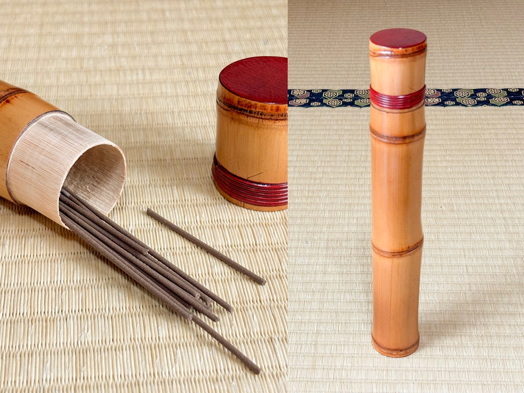 Antique Japanese Bamboo Incense Case/ Singed 竹峯 - Etsy