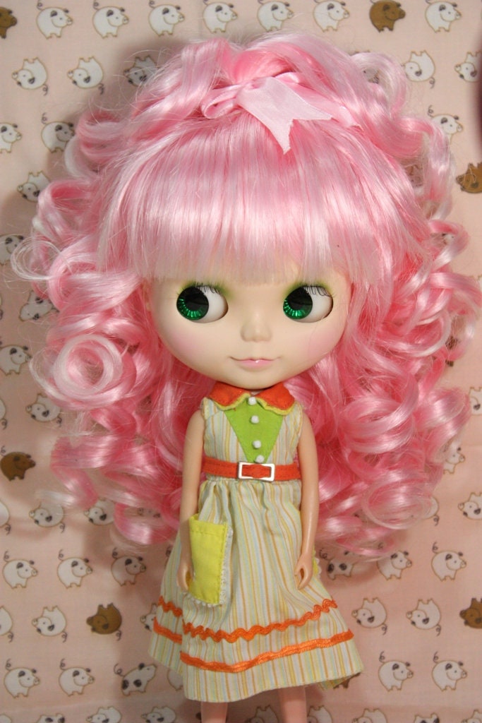 Blythe Wig Alice Style With a Bow in Pink Wig, Gold Wig, Red Wig, Dark ...