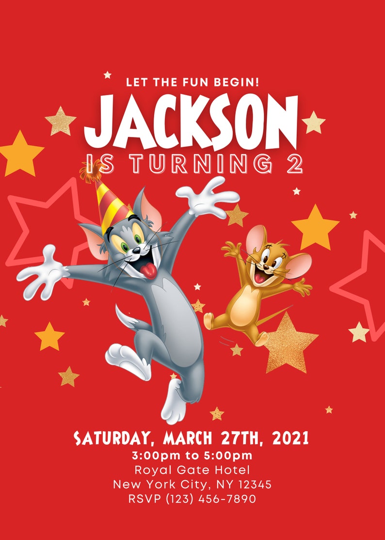 Tom and Jerry Birthday Party Invitation - Etsy
