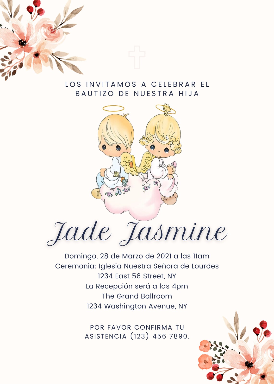 Moments précieux Angel Girls Baptême Invitation - Etsy France