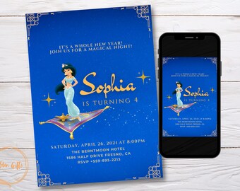 Personalized Princess Jasmine Invitation Princess Jasmine - Etsy