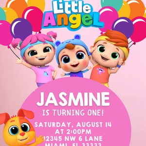 Little Angel Pink Birthday Party Invitation - Etsy