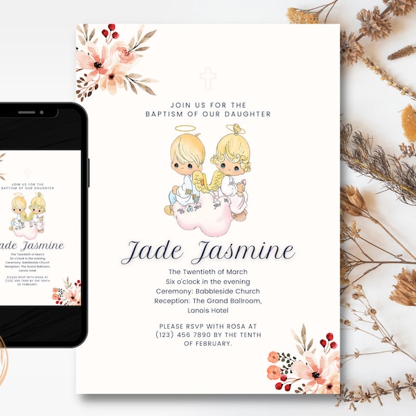 Precious Baptism Invitation - Etsy