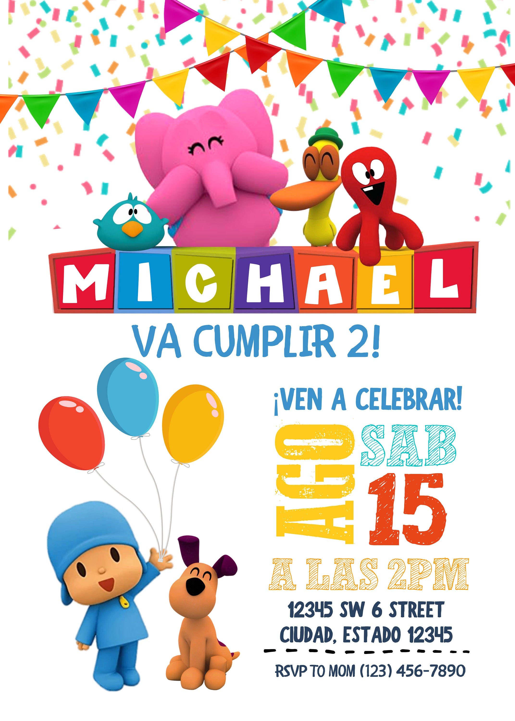 Pocoyo cumpleaños fiesta invitación imprimible | Etsy