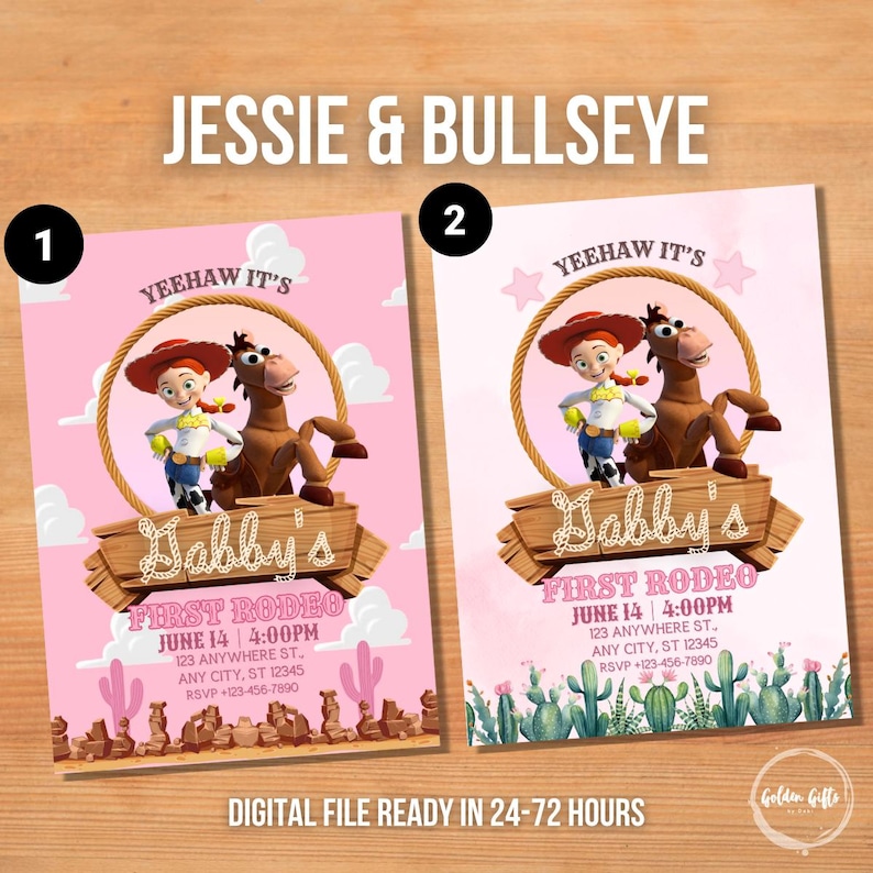 Cowgirl Jessie and Bullseye Birthday Invitation | Toy Story First Rodeo ...