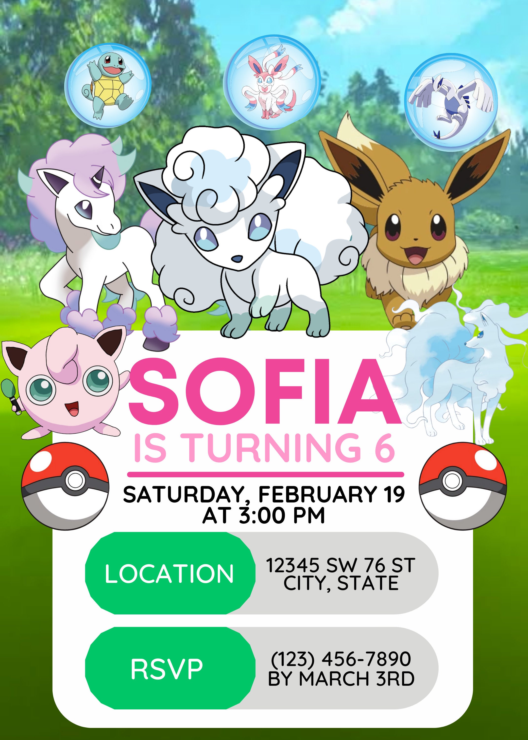 Pokemon Girl Birthday Party Invitation | Etsy