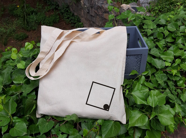 Geometric Design Tote Bag Reusable Grocery Bag Long Handles Cotton Bag ...