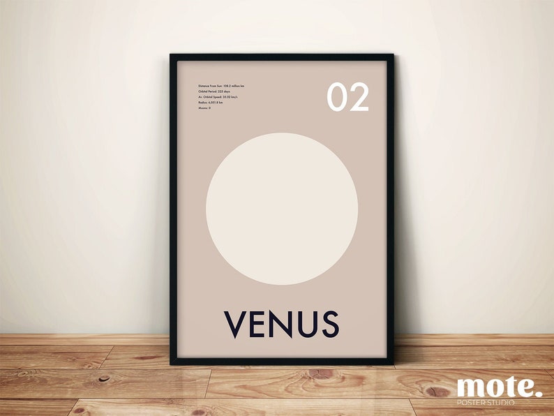 Venus Art Print | Minimalist Planet Wall Art | Solar System Space ...