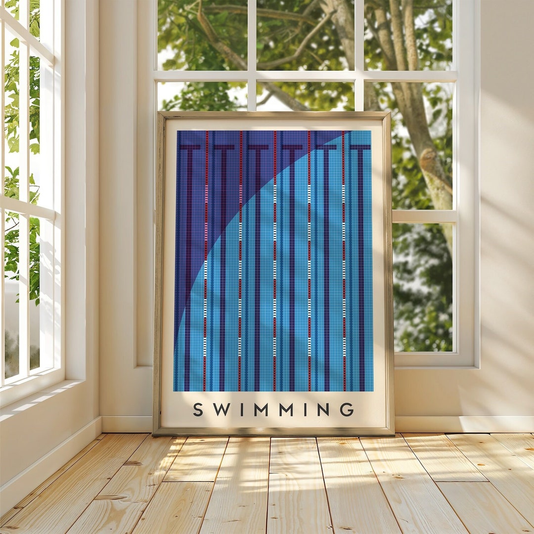Swimming Print - Minimalist Sports Illustration Poster | Contemporary ...