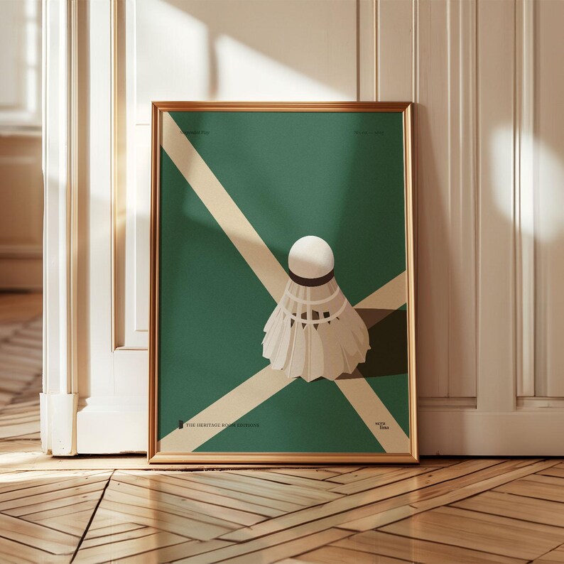 Retro Badminton Art Print | Suspended Play - the Heritage Room ...