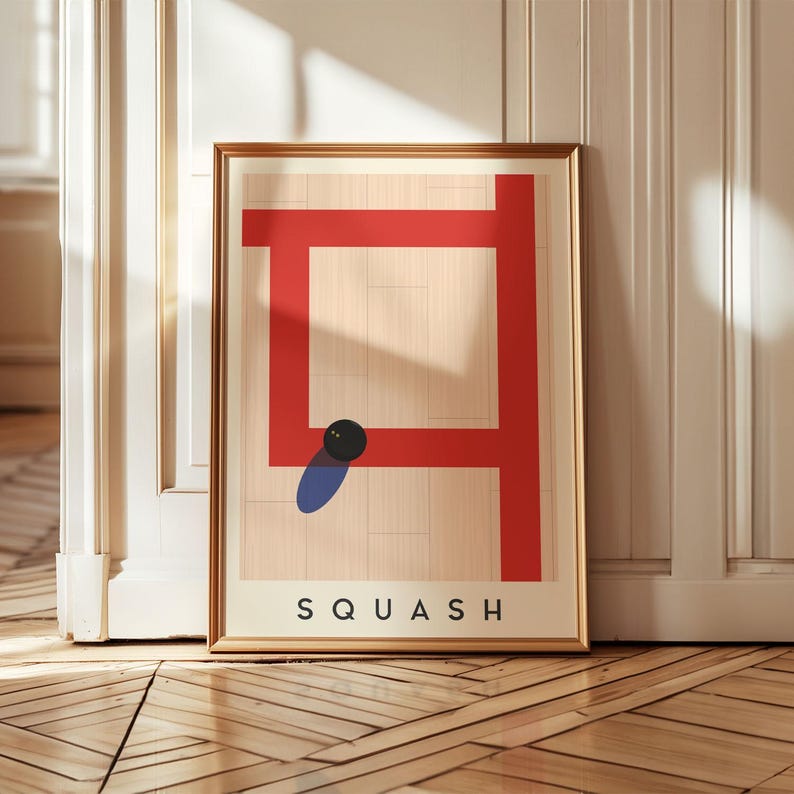 Squash Print | Minimalist Sports Wall Art | Modern Court Poster ...