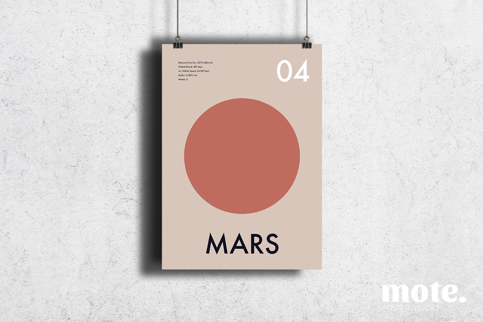Mars Print Planets Unique Minimalist Wall Art High-quality Printed ...