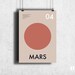 Mars Print Planets Unique Minimalist Wall Art High-quality Printed ...