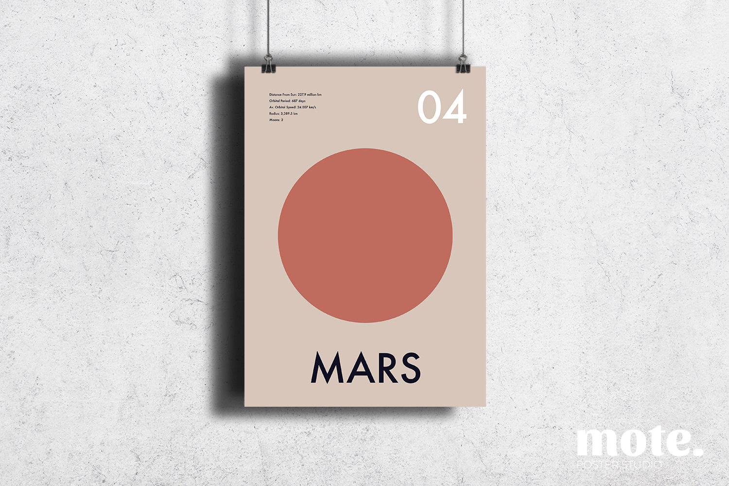 Mars Print Planets Unique Minimalist Wall Art High-quality Printed ...