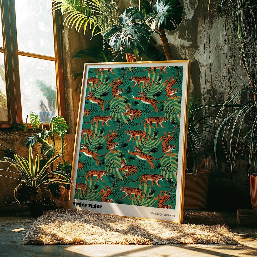 Tyger Tyger Print | Jungle Tiger Pattern Art - Valentines Gift - Etsy