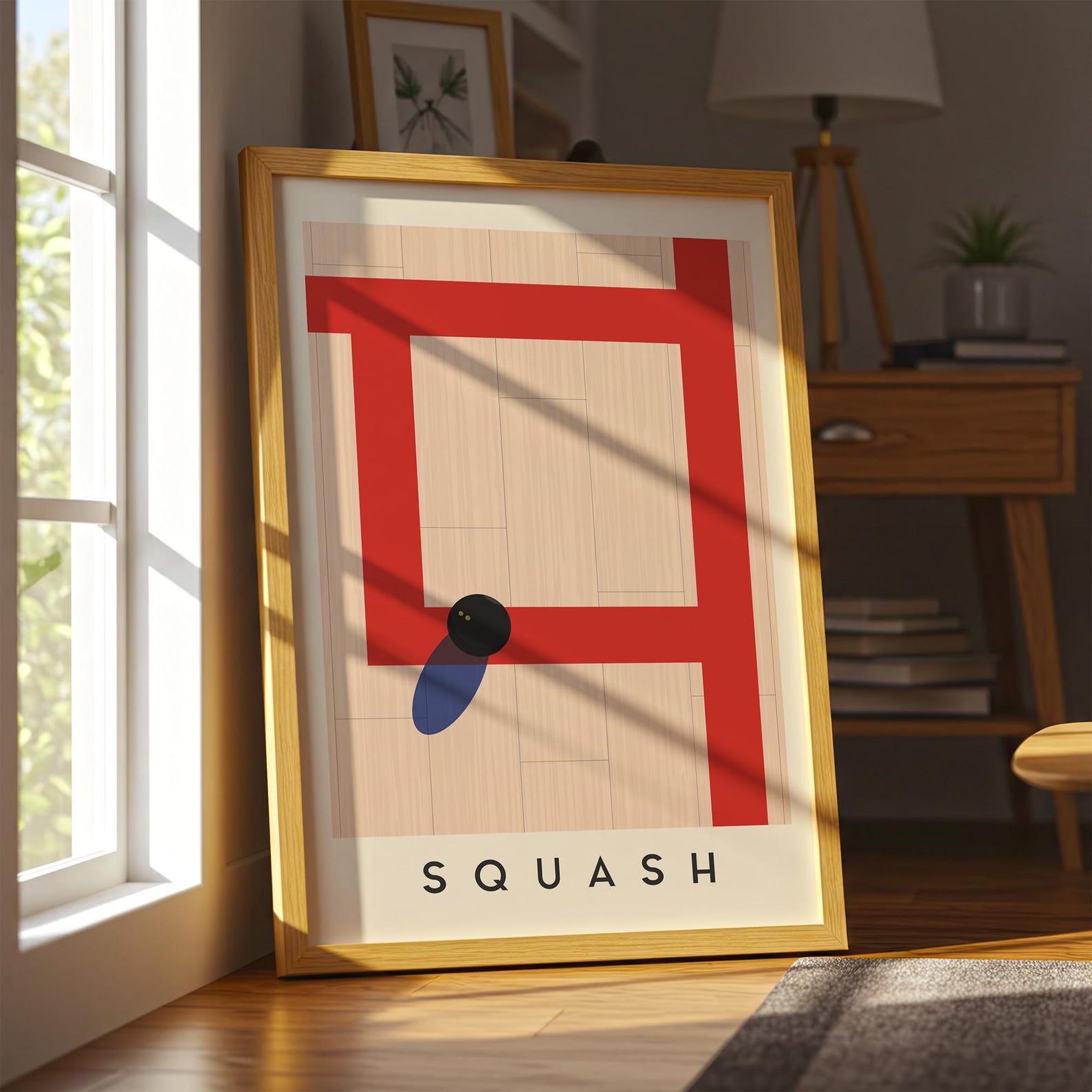Squash Art Print | Minimalist Sports Wall Art | Bold Geometric Sports ...