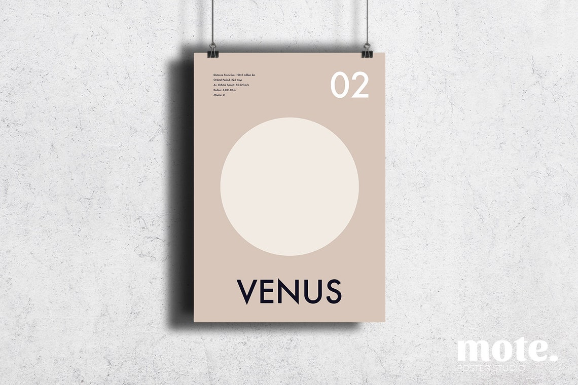 Venus Print Planets Unique Minimalist Wall Art High-quality Printed ...