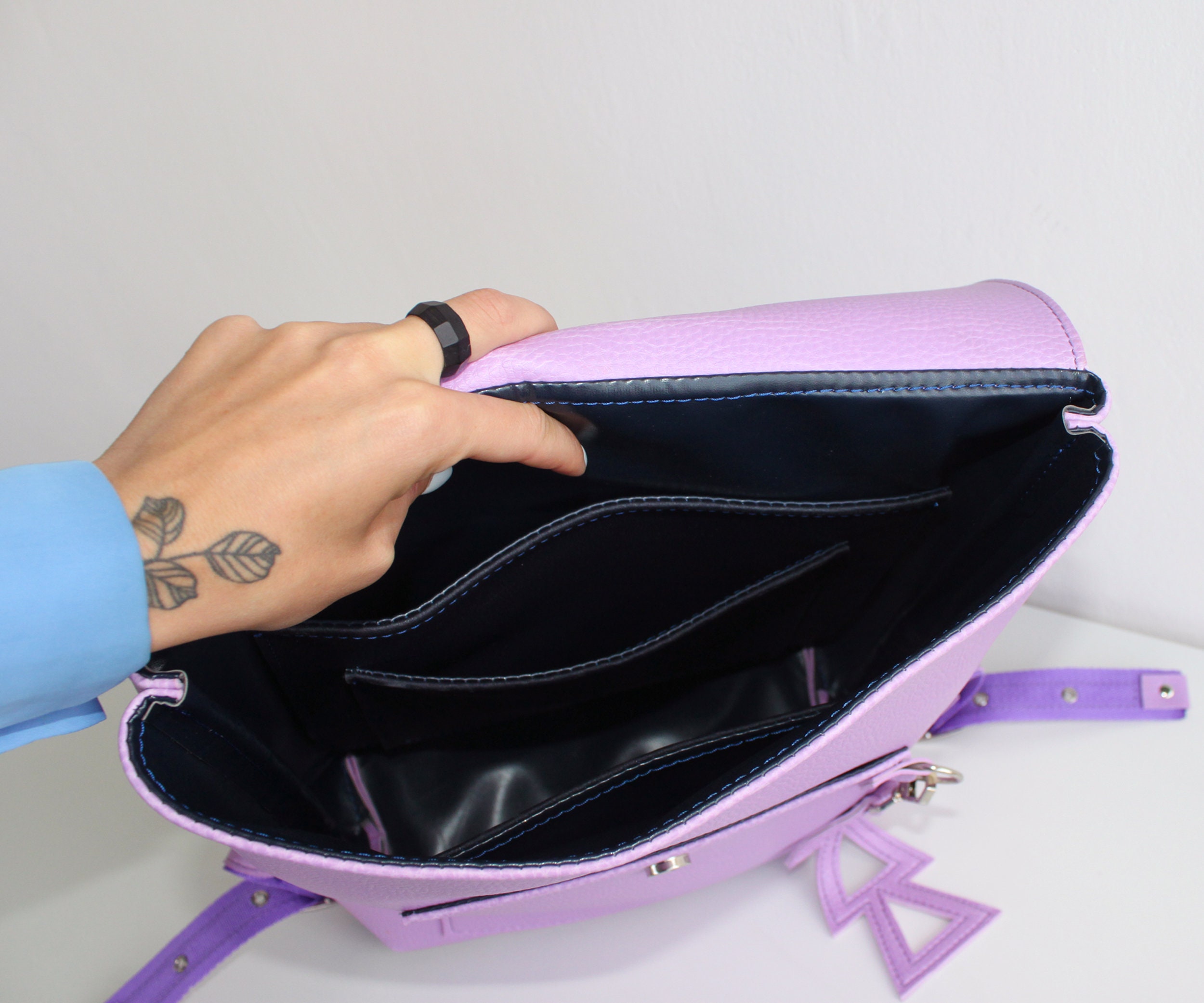 Violet vegan leather Backpack / Rucksack Woman bagpack / | Etsy