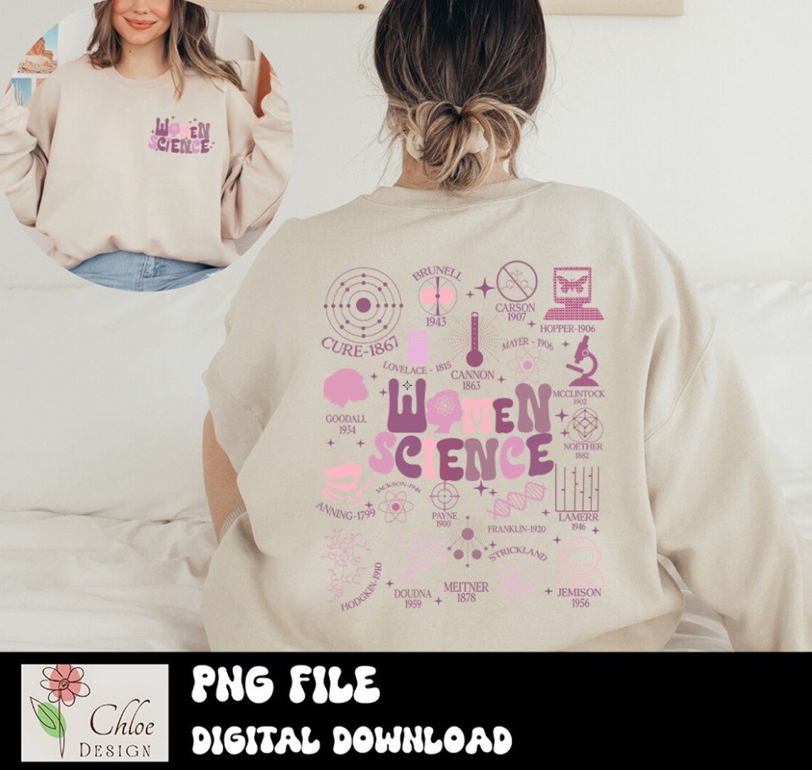 Retro Women in Science PNG, Gift for Science Teacher, Preppy Aesthetic ...