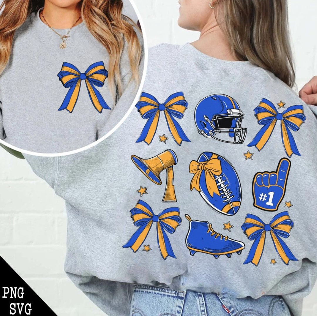 Football Coquette Bow PNG SVG, Coquette Football Mama, Football Blue ...