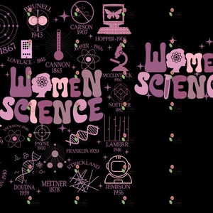 Retro Women in Science PNG, Gift for Science Teacher, Preppy Aesthetic ...