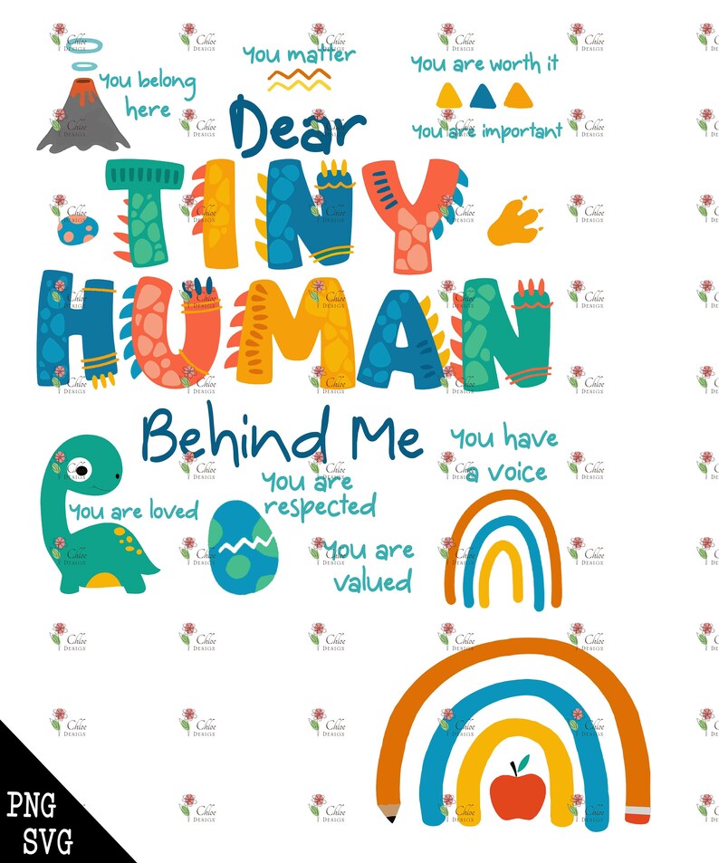 Dear Tiny Human Behind Me PNG SVG, Kindergarten Teacher Png, Rainbow Png, Teacher Appreciation ...