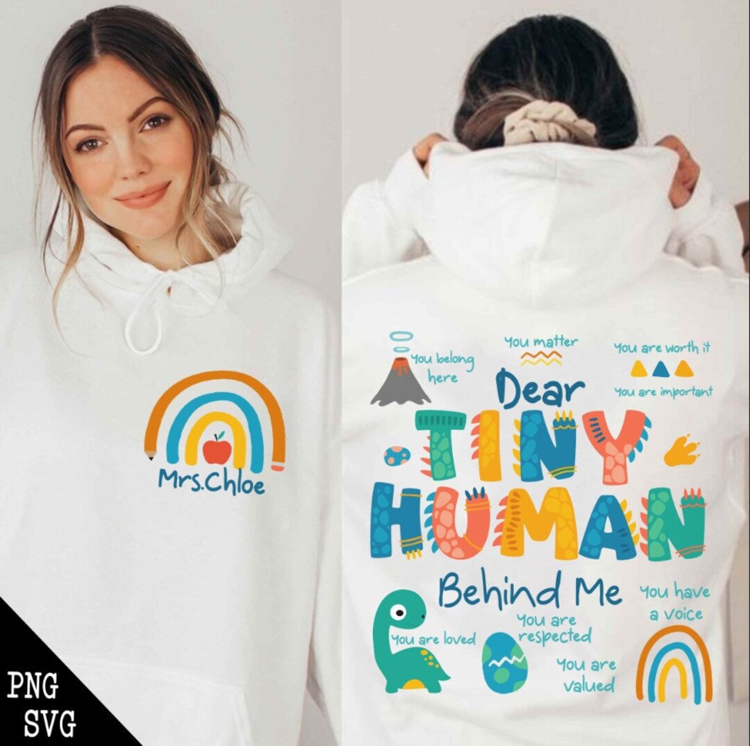Dear Tiny Human Behind Me PNG SVG, Kindergarten Teacher Png, Rainbow ...