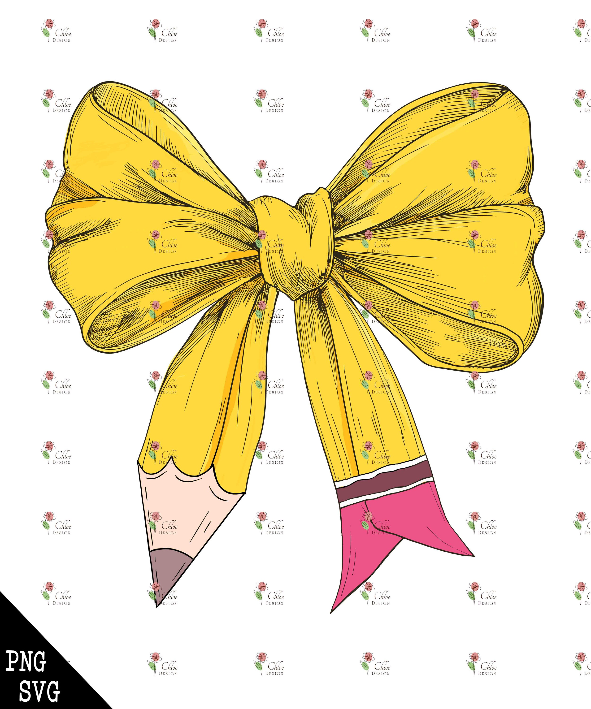 Custom Coquette Teacher Png Svg, Teacher Pencil Coquette Bow Png, Teach ...