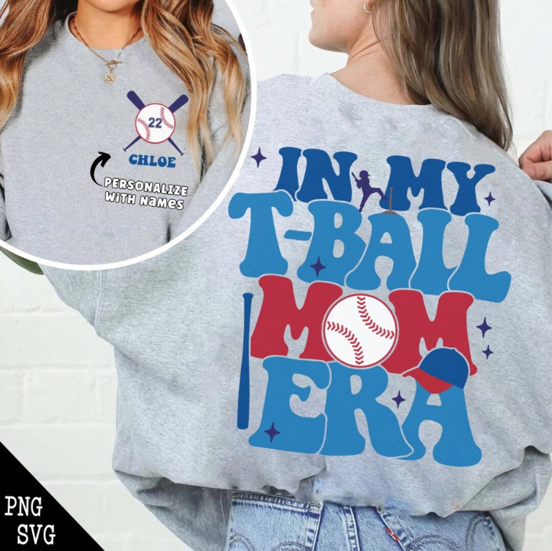 Custom T-ball Mom, in My T-ball Mom Era PNG SVG, Baseball Mom Png, Game ...