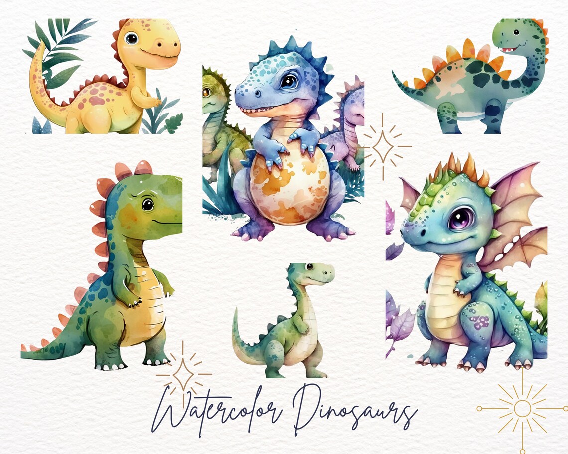 Watercolor Dinosaurs Clipart Png, Cute Dinosaur Clipart, Baby Dino Png ...
