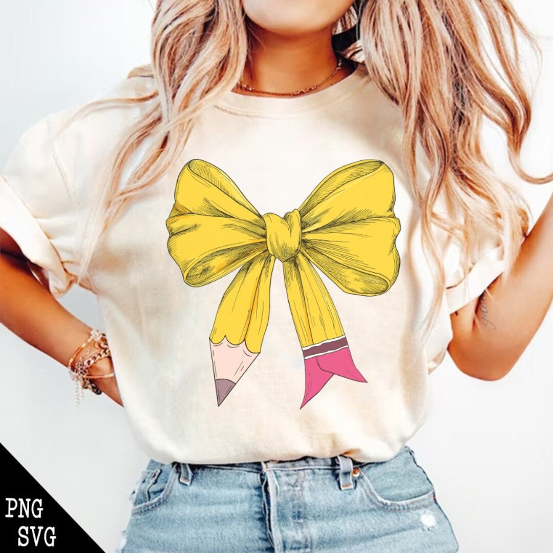 Custom Coquette Teacher Png Svg, Teacher Pencil Coquette Bow Png, Teach ...