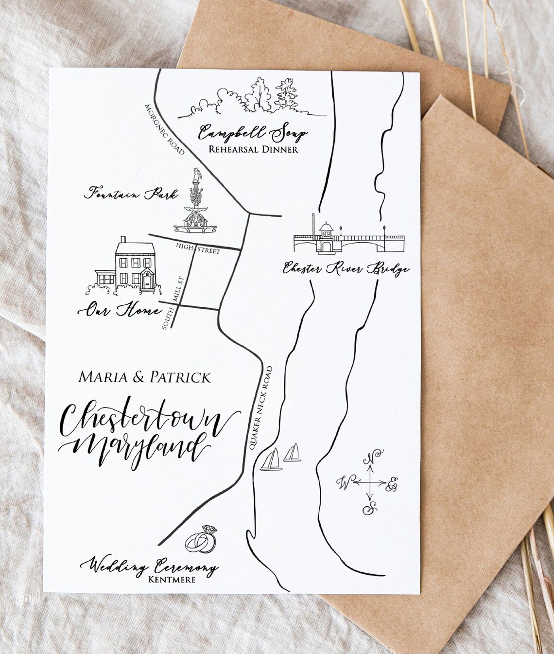 Custom Wedding Map - Etsy