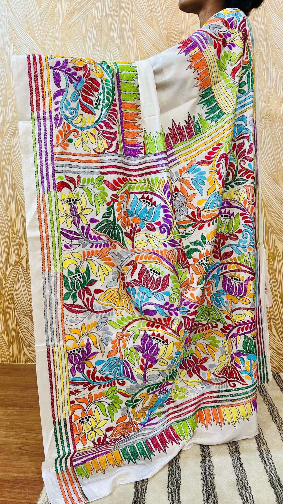 Ikkat Style Kantha Saree|temple Border| Gadwal Kuttu Style Border ...