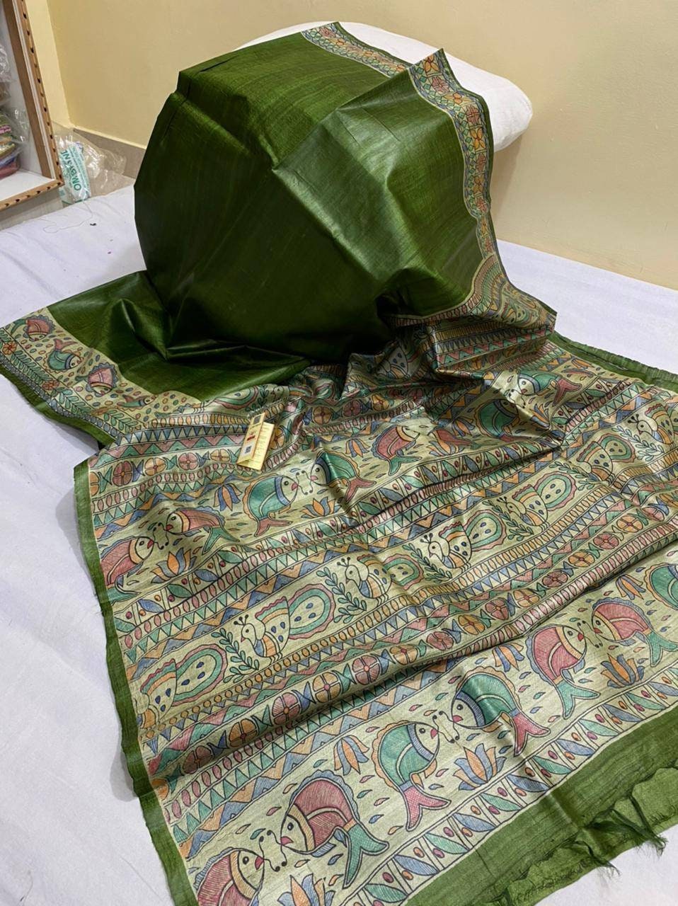 Hand Madhubani Paint Over Gachhi Tussar Silk silkmark - Etsy