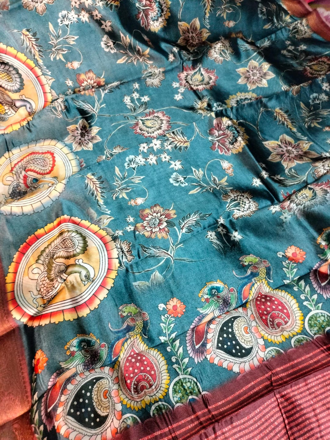 Digital Print Over Soft Art Paper Silk With Banarasi Weaving Border ...