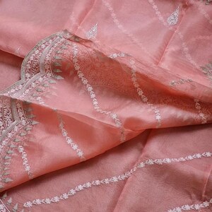 Pure Organza Silk Over Embroidary Work Scalloped Border With Blouse ...
